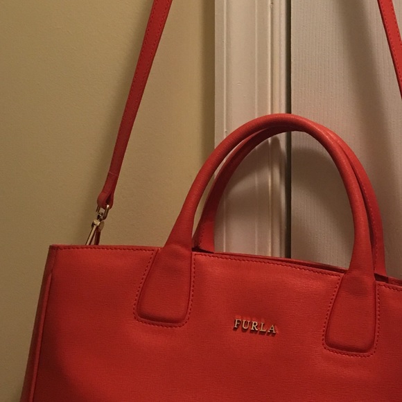 Furla | Bags | Orange Furla Leather Tote Bag | Poshmark